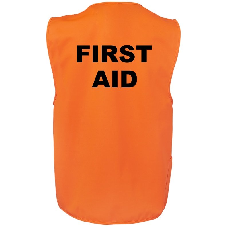 FIRST AID - HI-VIS VEST WITH 2 POCKETS & ID CARD POUCH (Add Your Logo ...